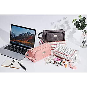 KALIDI Large Pencil Case Big Storage Pencil Bag Pouch Simple Pen Case Bag with Zipper, Portable Marker Stationery Bag School Organizer Pouch Office College Students Teens Girls Boys, Dark Grey