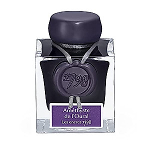 J. Herbin 1798 Anniversary Inks - Silver Sheen 50 ml Bottled - Amethyste de L'Oural (Rich Deep Purple Ink)