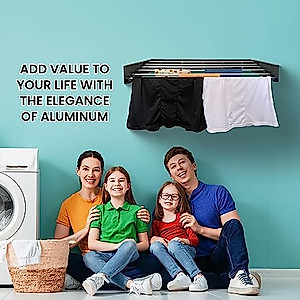 LEBENSART Laundry Drying Rack, Stainless Steel Collapsible Wall Mounted Space Saving Clothes Drying Rack, Indoor and Outdoor Foldable Drying Rack, 60lbs-20 Ft Drying Capacity, 40" (Anthracite Gray)