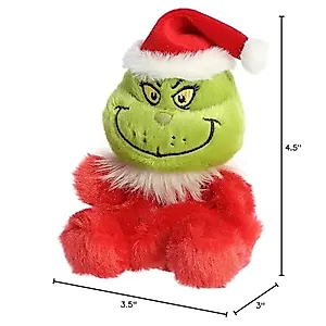 Aurora® Whimsical Dr. Seuss™ Santa Grinch Palm Pals™ Stuffed Animal - Magical Storytelling - Officially Licensed - Red 5 Inches