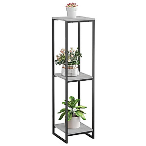 JEPRECO 46" Tall Plant Stand Indoor, 3-Tier Modern Plant Shelf, Corner Flower Pot Holder Organizer for Living Room Balcony Patio Garden (Oak Grey)