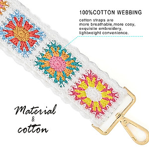PAXMATE Purse Strap Replacement Crossbody Handbag Guitar Strap Purse Shoulder Strap Adjustable Crochet Flower Bag Strap