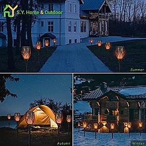 S.Y. Solar Lights Outdoor, 96 LED Solar Torch Light with Dancing Flickering Flames, 3 Installation, 2 Heights Available, Waterproof Landscape Solar Garden Lighting, Auto On/Off Outdoor