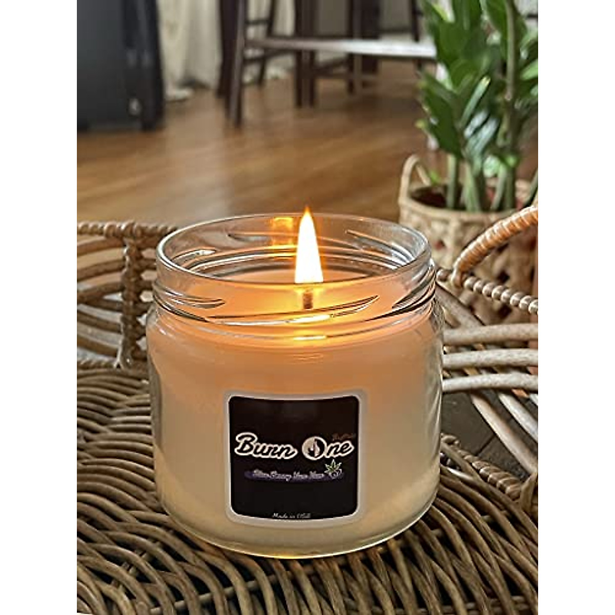 Burn One Buffalo Scented Candle (OG Kush) | Very, Vanilla, Hand Poured, Every Day Scented Soy Candles for Home | 10oz Clear Glass Jar, 30+ Hour Burn Time, Made in USA