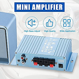 AICARS Mini Audio Amplifier Car Audio 2 Channel Amplifier Hi-Fi Mini Stereo Receiver Amp with DC 12V-15V 40W for Cars Motorcycles Computer Speakers