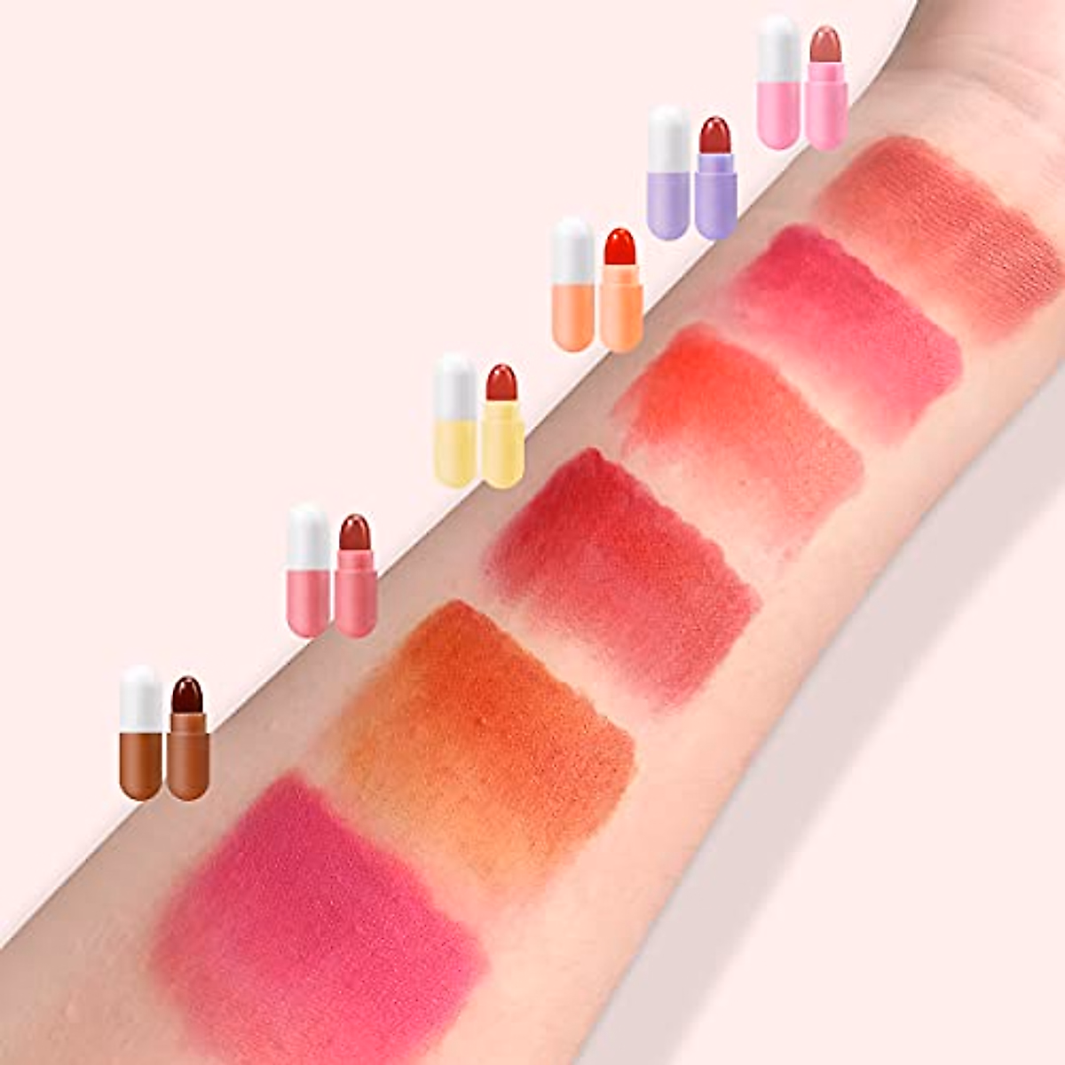 KISSIO Lipstick Set 12 Colors,Mini Matte Lipstick,Pill Lipstick Set,Waterproof Long Lasting Mini Capsules Lipstick,Travel Friendly,Cruelty Free,2.33 Oz