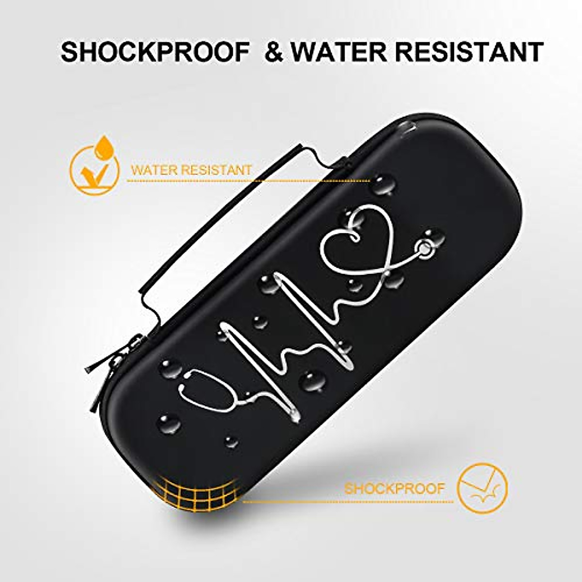 BOVKE Stethoscope Case for 3M Littmann Classic III, Lightweight II S.E, MDF Acoustica Deluxe Stethoscopes - Extra Room for Medical Bandage Scissors EMT Trauma Shear and LED Penlights, Black