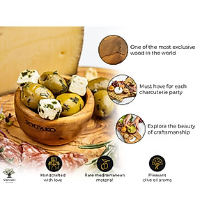 SOLTAKO 4 mini dip bowls set of olive wood - tapas bowls set - small Mediterranean bowl for olives & BBQ sauces - dip bowl for - Ø 6 c