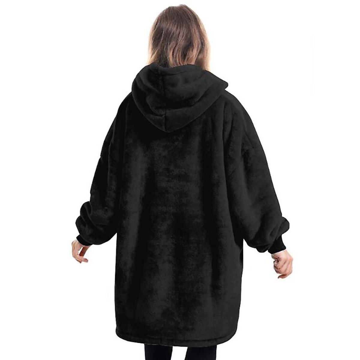 Onlyway Oversized Blanket Hoodie, Fluffy Sherpa Fuzzy Fleece Comfy Giant Hooded Sweatshirt for Children Teens, Milk