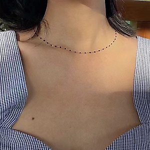 C.Paravano Gold Chain Black Beaded Necklace | Necklaces for Women Gold 18k | Simple gold necklace | 18K Gold Plated Chain Necklace | 18K Gold Plated Chain Necklace
