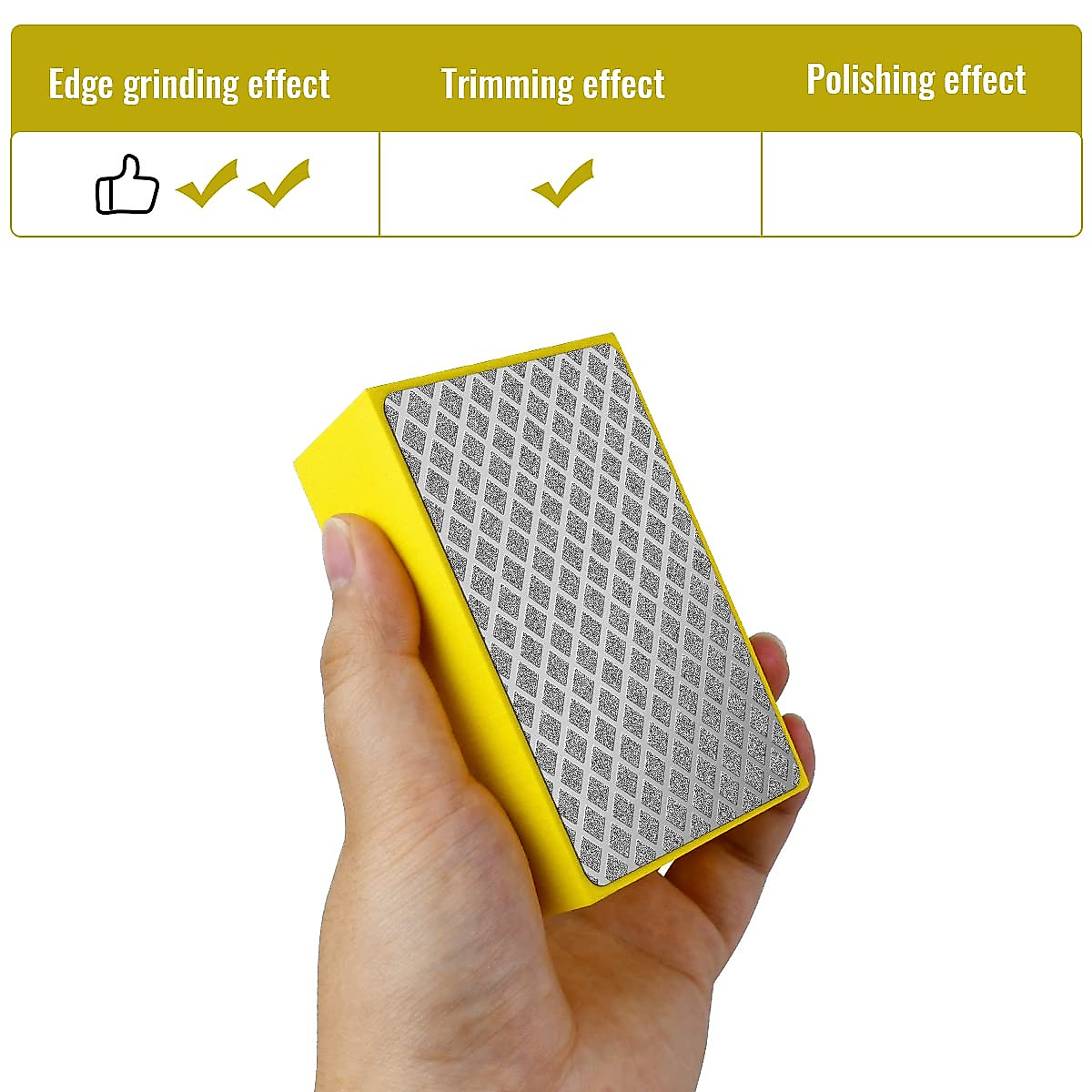 1 Pcs Diamond Hand Pad Sanding Block Sharp Glass Grinding Polishing Pad Sanding Block Foam Backing Hand-Held Sanding Block for Sanding Polishing Marble Tile Ceramics (60#)