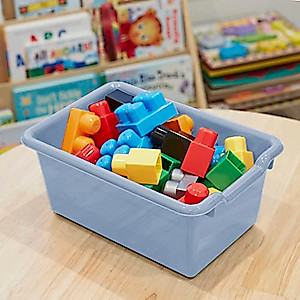 ECR4Kids Scoop Front Storage Bin, Multipurpose Organization, Powder Blue, 30-Piece
