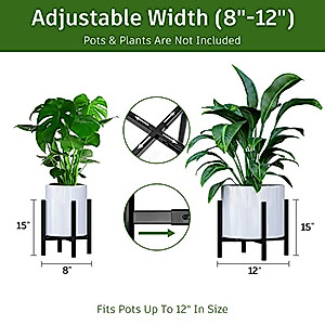 2 PACK Black Metal Adjustable Plant Stand for Indoor Plants, Rustproof Iron Mid Century Plant Stand suitable for outdoor, Boho Plant Stand Holder Balcony Fits 8-12 INCH Pots for Living Room