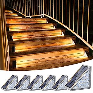 VOLISUN Solar Stair Lights 6 Pack, Solar Step Lights Outdoor Waterproof IP67, Outdoor Step Lights, Solar Outdoor Lights Decor for Garden Stair, Deck, Front Step, Front Porch and Patio (Warm White)