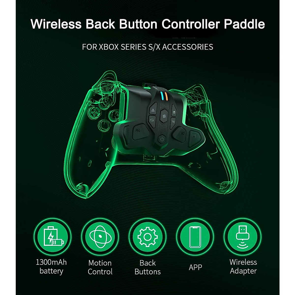 Armor-X Pro Upgrade Wireless Back Button Controller Paddle with 1300mA Battery for Xbox Series S/X Accessories, Support Somatosensory with Multi-Platform Adapter