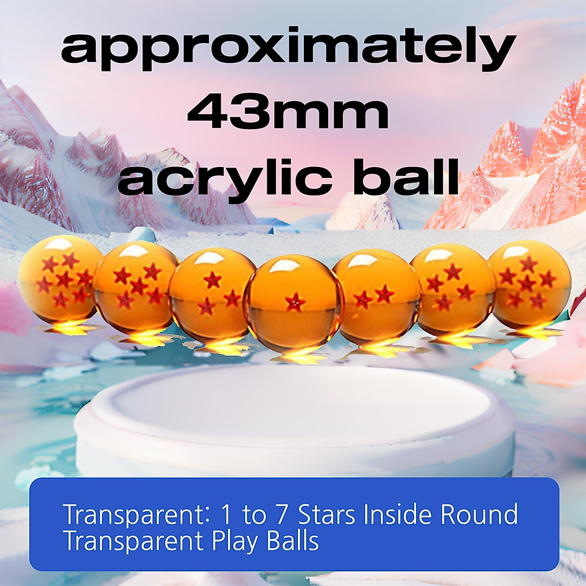 KAZETEC New Collectible Medium Crystal Resin Stars Balls Dragon Ball - Anime Collectibles New Gift Box Set of 7pcs(1.7 in in diameter/43 MM in Diameter)