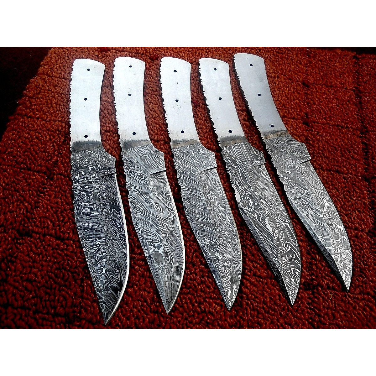 LOT OF 5 PIECES HAND FORGED DAMASCUS STEEL FULL TANG KNIFE BLANK BLADE KNIFE MAKING SUPPLIES