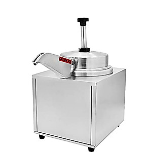 Nacho Cheese Warmer with Heated Spout and Pump Electric Hot Fudge Dispenser Caramel Butter Sauce Warmer 3.5 Quart Capacity Commerical (Silver(110V))