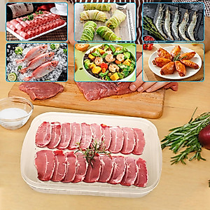 SHUESS 6 Pack Bacon Keeper for Refrigerator, Plastic Deli Meat Saver with Lids Airtight, Cold Cuts Storage Containers for Fridge, Food Shallow Low Christmas Cookie Holder