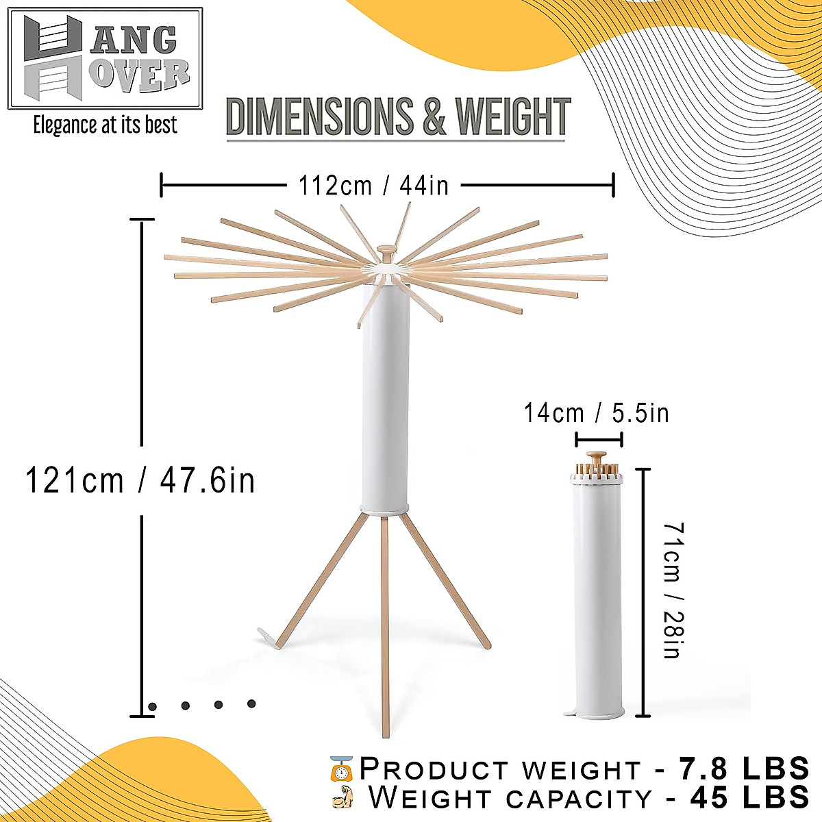 Collapsible Tripod Drying Rack – Foldable Laundry Stand, Indoor & Outdoor Holder for Clothing - Space Saving Hanger with 16 Poles and 315 inches Capacity, Octopus Style Clothes Garment Rack