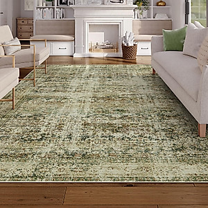 LIVEBOX 9x12 Area Rugs, Ultra-Thin Large Rugs for Living Room Non-Slip Vintage Distressed Print Rug, Retro Indoor Washable Rugs Carpet for Dining Room Bedroom Home Office