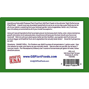 Liquid Love Plant Food by GS Plant Foods- All Purpose Plant Fertilizer (1 Gallon) - Liquid Fertilizer for Herb Gardens, House Plants, Vegetables, Fruit Trees, Lawns & Shrubs