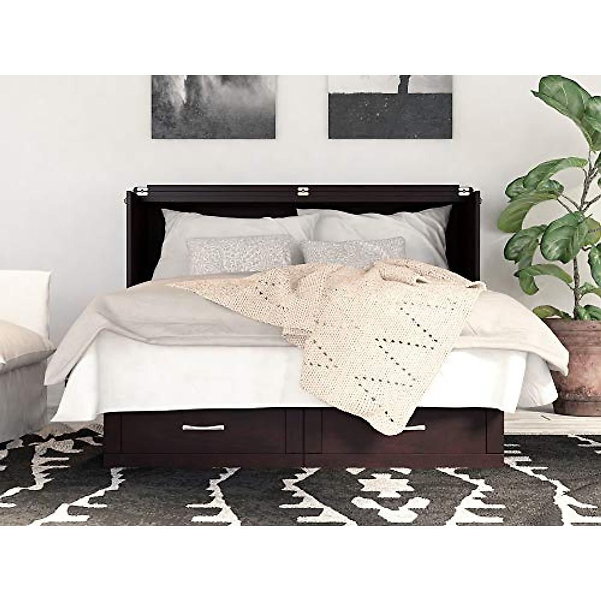 AFI Monroe Murphy Bed Chest with Charging Station, Queen, Espresso