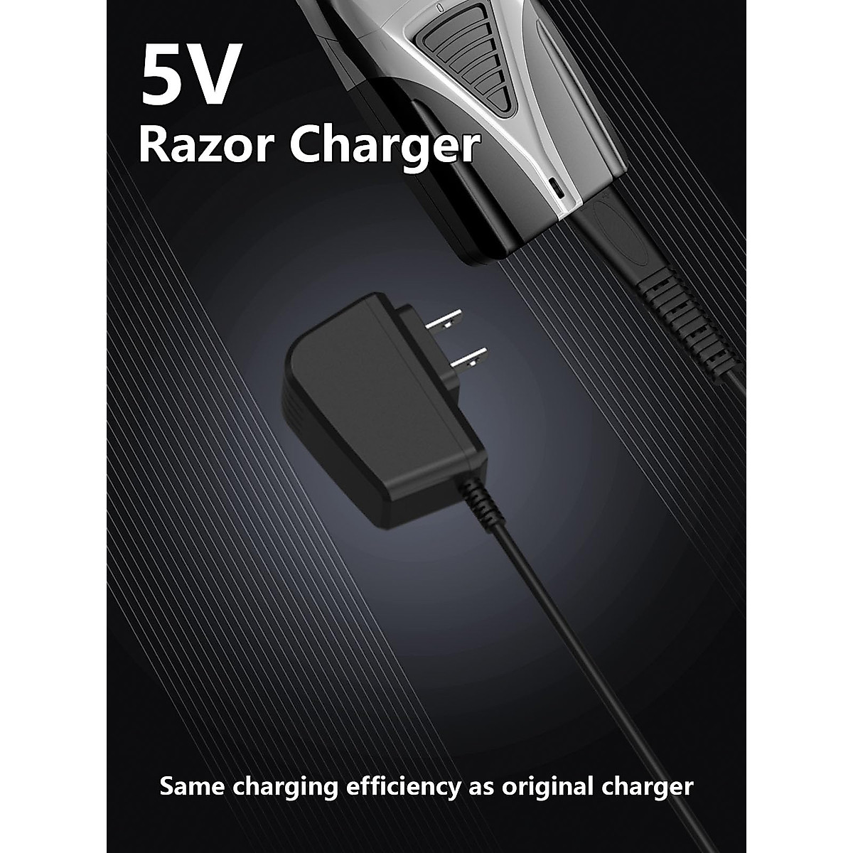 5V 1A Charger for Andis Shaver Andis Charger Power Cord Adapter Replacement for 17150 TS-1 17220 17195 Profoil 17190 17165 17170 17205 17220 Lithium Titanium Plus TS-2 Replacement Pro Foil Shaver- 5Ft