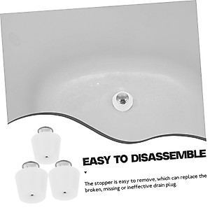 Homoyoyo 1set Leak-Proof Silicone Stopper Sink Stoppers Bath Tubs Bathroom Drain Plug Bath Plugs Tub Stopper Bathtub Sink Stopper Bathtub Accessories Bath Tub Plug Drain Cover White 3pcs