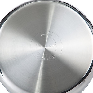 BergHOFF Vintage Tri-Ply 18/10 Stainless Steel Saucepan 5.5in 1qt. With Matching Lid, Hammered, Long and Ergonomic Shaped Handle, Induction Cooktop, Silver