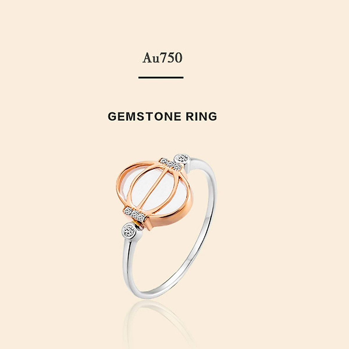 KnBoB Women Hollow Lantern Round Shape 0.088ct Sapphire Ring 18K Rose Gold & 18K White Gold Promise Wedding Engagement Bridal Anniversary Ring Size 6.5
