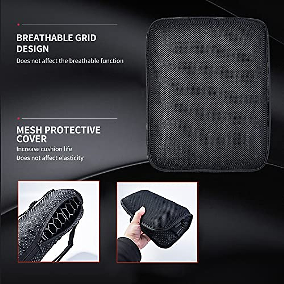 ELCYCO Motorcycle Gel Seat Cushion, Seat Cushion Available for Rear Passengers Honeycomb Structure Breathable Anti-Skid Shock Absorption Suitable for Long-Term Riding