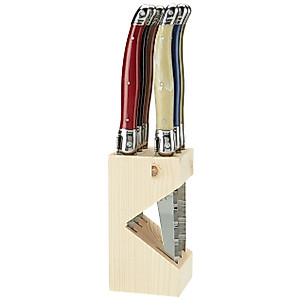 Jean Dubost Laguiole Block Steak Knives, one size, Blue/White/Light Blue