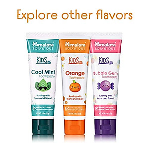 Himalaya Botanique Kids Toothpaste, Orange Flavor to Reduce Plaque and Keep Kids Brushing Longer, Fluoride Free, 4 oz, 2 Pack