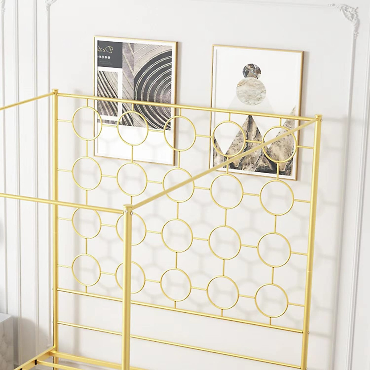 PAUKIN Gold Metal Canopy Bed Frame Queen/Mattress Foundation with Steel Slat Support/No Box Spring Needed/Easy Assembly, Queen