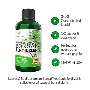 Professional Liquid Bonsai Plant Fertilizer | 3-1-2 Concentrate for Bonsai Plants and Trees | Multi-Purpose Blend & Gardening Supplies | 8 oz Bottle