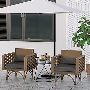 Outdoor Patio Chair Cushions,22 x 22 x 3 Inch Waterproof Outdoor Seat Cushions for Patio Furniture,Yard and Garden,Wicker Chair Cushions Set of 2, Anti Stain & Detachable and Adjustable Straps,Grey