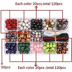 Fishdown 290 Pcs Mixed Stone Beads for Jewelry Making Kit, Crystal Beads Set Chakra Healing Beads, Loose Beading Gemstone Beads Wooden Beads Assortment for Bracelets Necklace Making DIY Kit