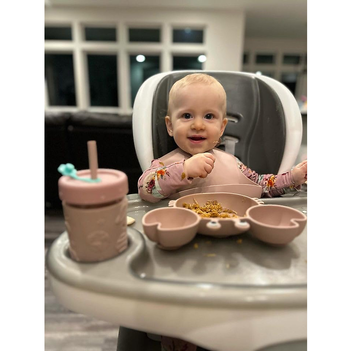 PandaEar 4 Pack Kids & Toddler Glass Cups, Glass Mason Jar Cups 8.45 oz with Silicone Sleeves & Straws, Toddler Spill-Proof Smoothie Cups