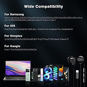 ACAGET USB Type C Headphones for Samsung Galaxy S23 S22 Ultra S21 Plus S20 FE A53 Setero Android Earphones Headset with Microphone Wired USB C Earbuds for iPad Pro Air Pixel 7 6 Oneplus 11 10T 9 Black
