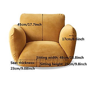 Floor Chair with Back Support, Lazy Sofa Chair with 5 Adjustable Position Armrests and Backrest,Human Dog Bed for Living Room, Bedroom, Lounge (Color : Yellow)