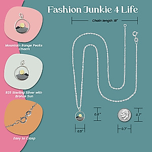 FashionJunkie4Life Sterling Silver Mountain Necklace, 18" Chain | Birthday Gifts for Men and Women
