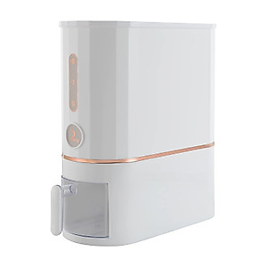 GDAE10 Rice Dispenser, 22 Lbs Rice Storage Container Holder BPA-Free, Large Container Food Dispenser with Lid and Measuring Cup, Kitchen Storage Organizer for Dry Food Flour (White)