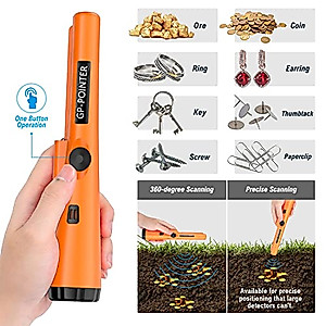Metal Detector Pinpointer Waterproof Handheld Pin Pointer Wand Gold Treasure Hunting Unearthing Tool Accessories with Buzzer Vibration for Kids Adults Bonus 2 Pack Battery and Belt Holster