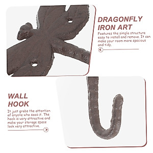 Zerodeko Sturdy Iron Material Coat Hanger Wall Mount Dragonfly Key Decor Clothes Hook