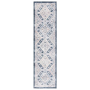 SAFAVIEH Blair Washable Collection Runner Rug - 8' Runner, Grey & Navy, Contemporary Design, Washable & Slip Resistant, Ideal for High Traffic Areas in Hallway, Bathroom & Kitchen (BLR220F-28)