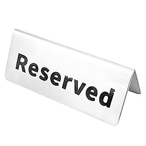 01 V‑Type Reusable Easy to Clean Restaurant Supplies Table Sign, Silver Stainless Steel Table Sign, Weddings for Home Hotels Catering Events(Reserved)