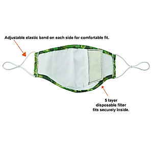 Snoozies 3-Layer Washable Face Mask w Filters & Nose Bridge - Orange/Red Bandana