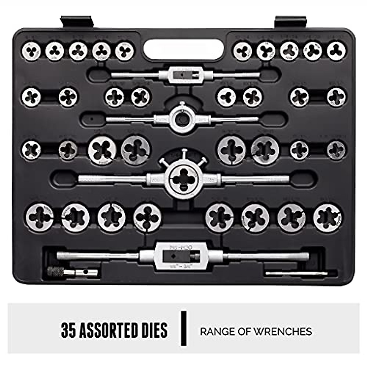 Segomo Tools 110 Piece Hardened Alloy Steel SAE Tap And Die Threading Tool Set With Storage Case | SAE Tap and Die Set | Rethreading Kit | Tap Set | Tap and Die Kit - TD110SAE