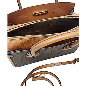 Michael Kors Mercer Medium Belted Satchel Crossbody Brown MK Signature